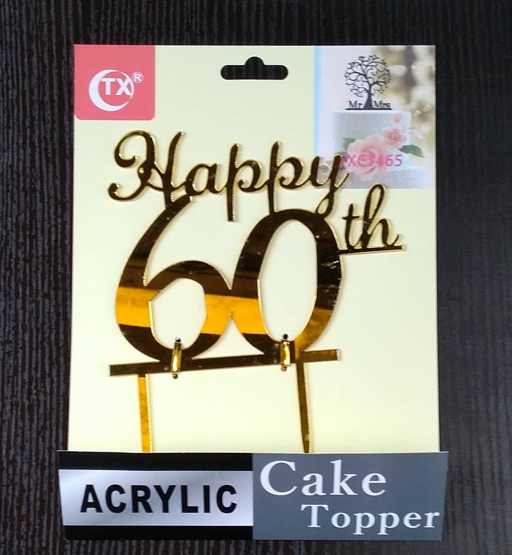 Happy 60th Acrylic Topper - Sonkas Business Baking Materials