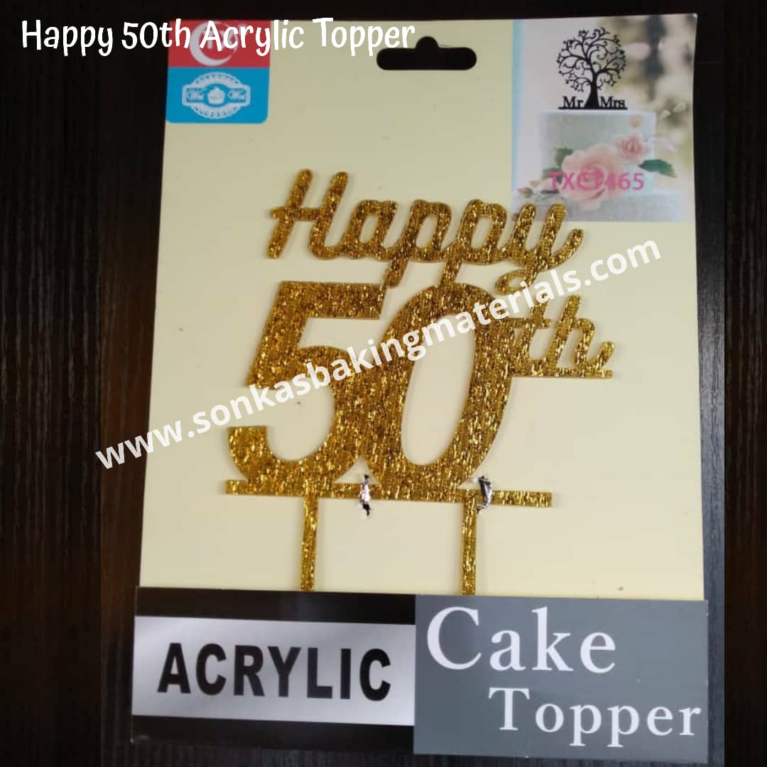 Happy 50th Acrylic Topper - Sonkas Business Baking Materials